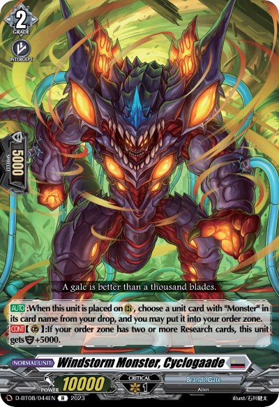 Windstorm Monster, Cyclogaade - Minerva Rising - Cardfight Vanguard