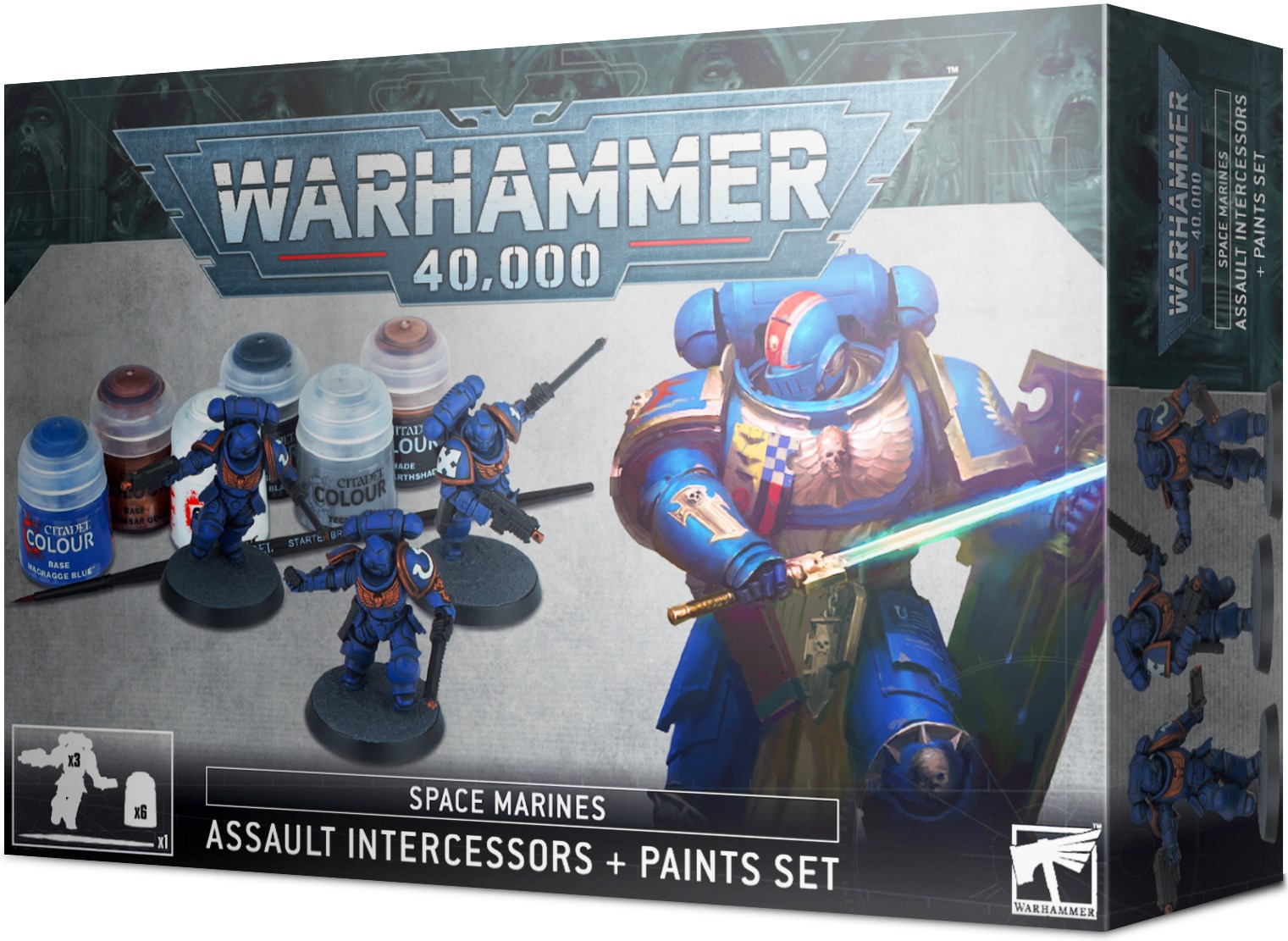 Warhammer 40K - Space Marines: Assault Intercessors + Paints Set ...