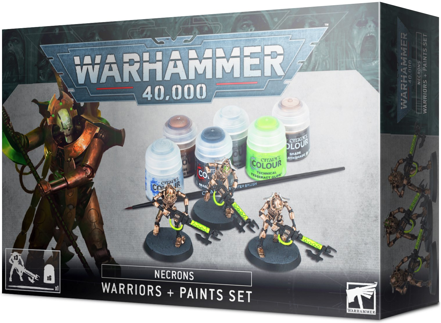 Warhammer 40K - Necrons: Warriors + Paints Set - Warhammer Plastic Box ...