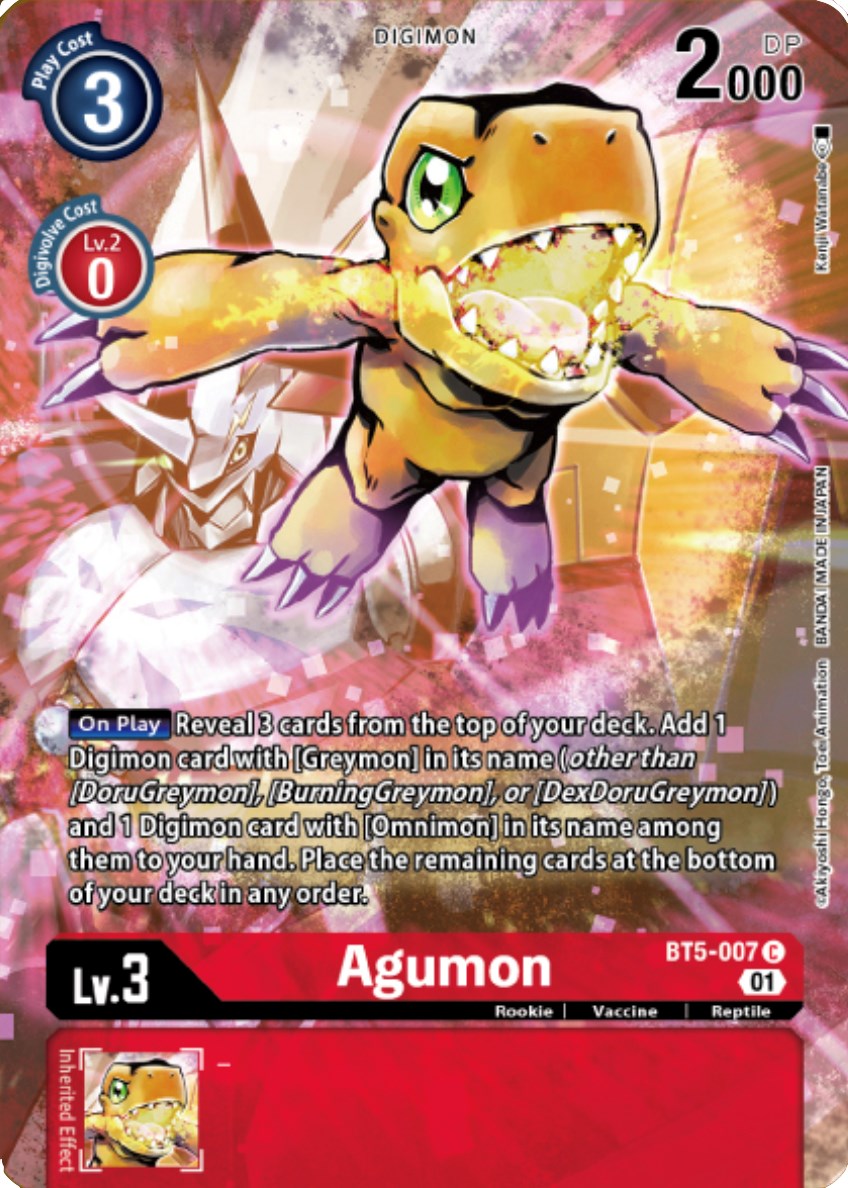 Agumon - BT5-007 (Digimon Royal Knights Card Set) - Battle of Omni - Digimon Card Game