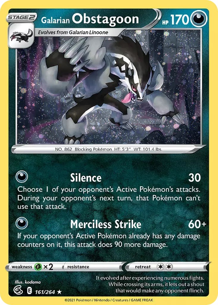 Galarian Obstagoon (Cosmos Holo) - Miscellaneous Cards & Products - Pokemon