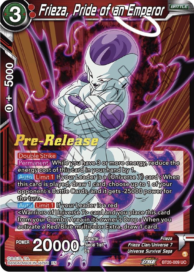Frieza, Pride of an Emperor - Power Absorbed Pre-Release Cards - Dragon ...