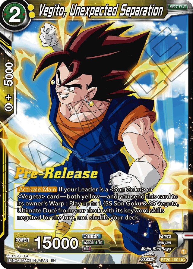 Vegito, Unexpected Separation - Power Absorbed Pre-Release Cards ...