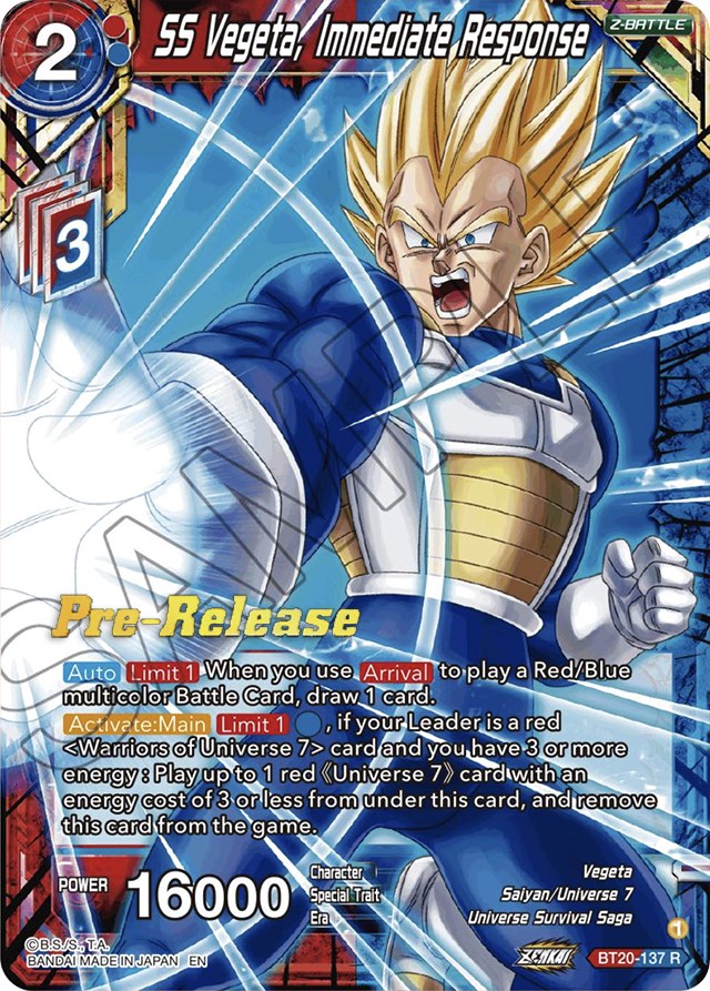 SS Vegeta, Immediate Response - Power Absorbed Pre-Release Cards ...
