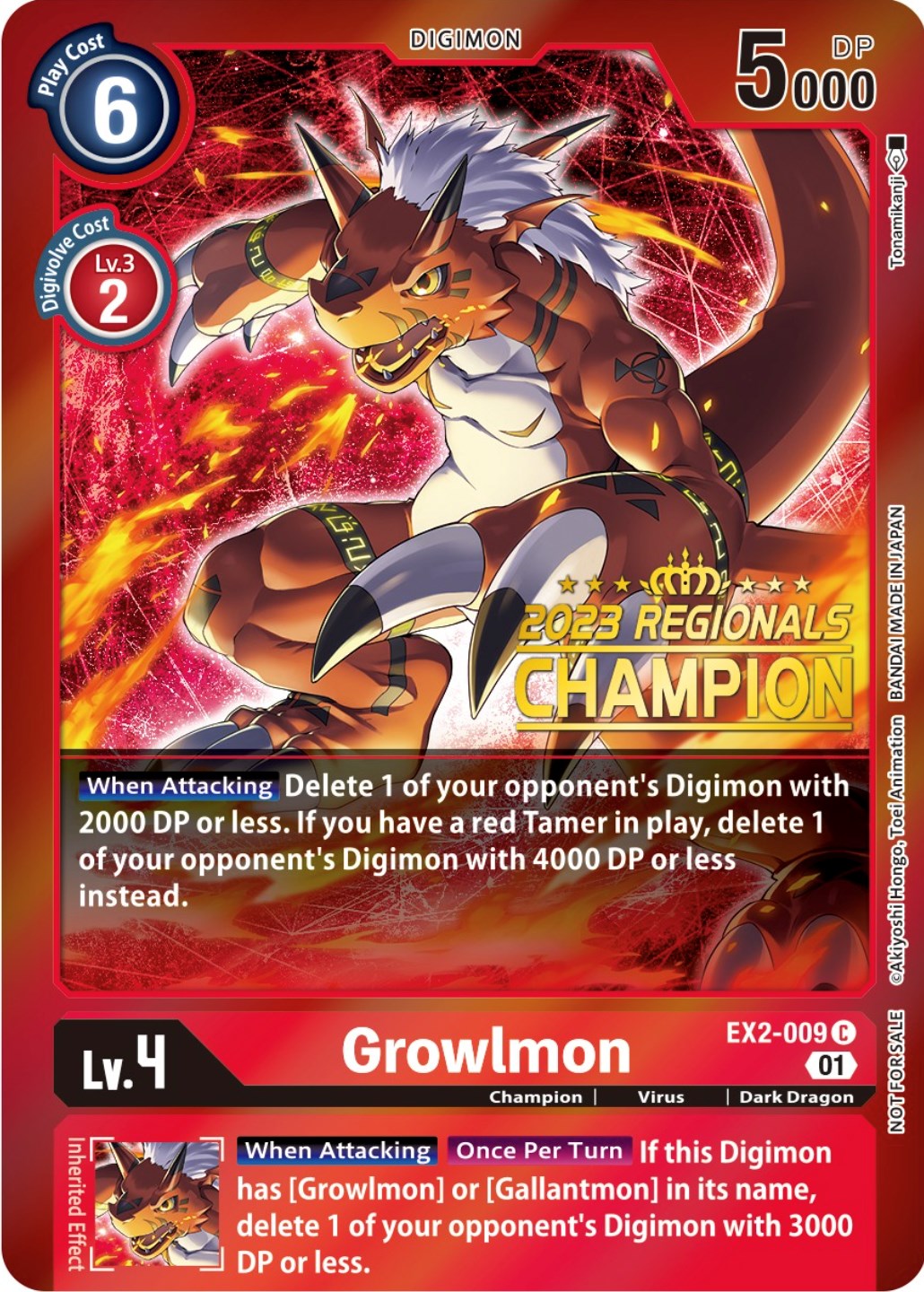 Growlmon (2023 Regionals Champion) - Digital Hazard - Digimon Card Game
