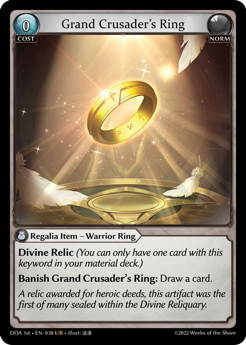 Grand Crusader's Ring - Dawn of Ashes 1st Edition - Grand Archive TCG
