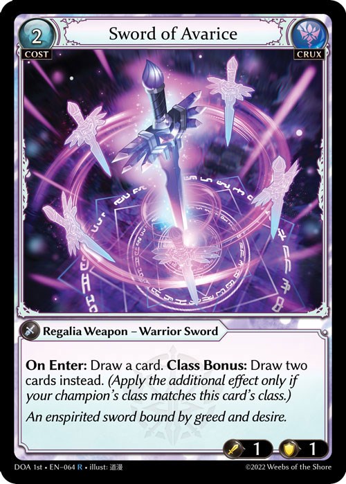 Sword of Avarice - Dawn of Ashes 1st Edition - Grand Archive TCG