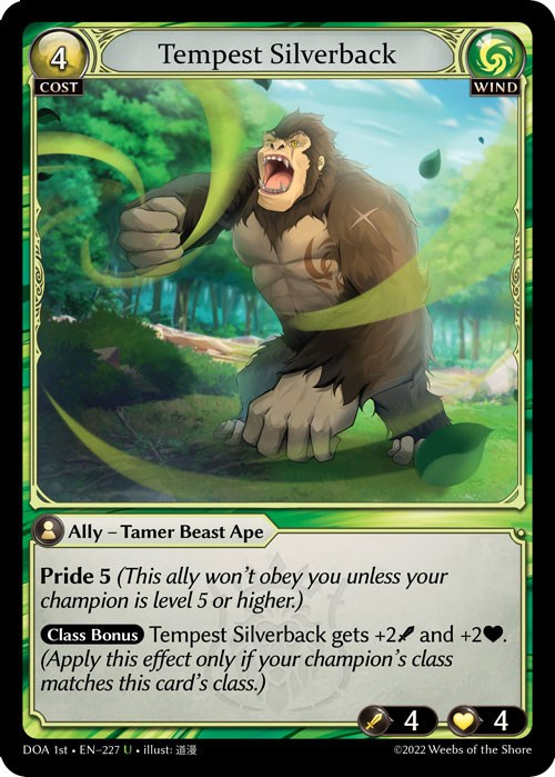 Tempest Silverback - Dawn of Ashes 1st Edition - Grand Archive TCG