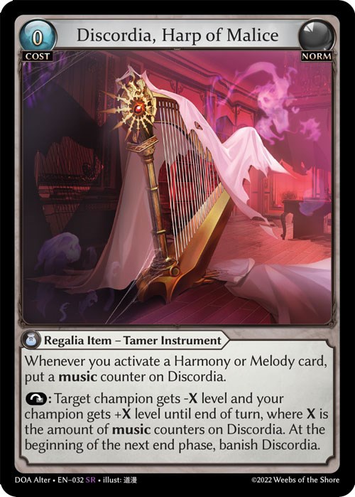 Discordia, Harp of Malice - Dawn of Ashes Alter Edition - Grand Archive TCG