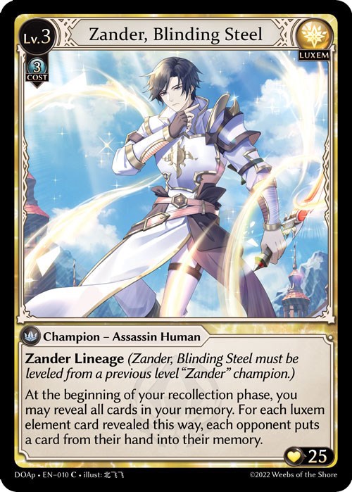 Zander, Blinding Steel - Dawn of Ashes Prelude - Grand Archive TCG