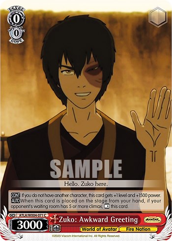 Zuko: Awkward Greeting - Avatar: The Last Airbender - Weiss Schwarz