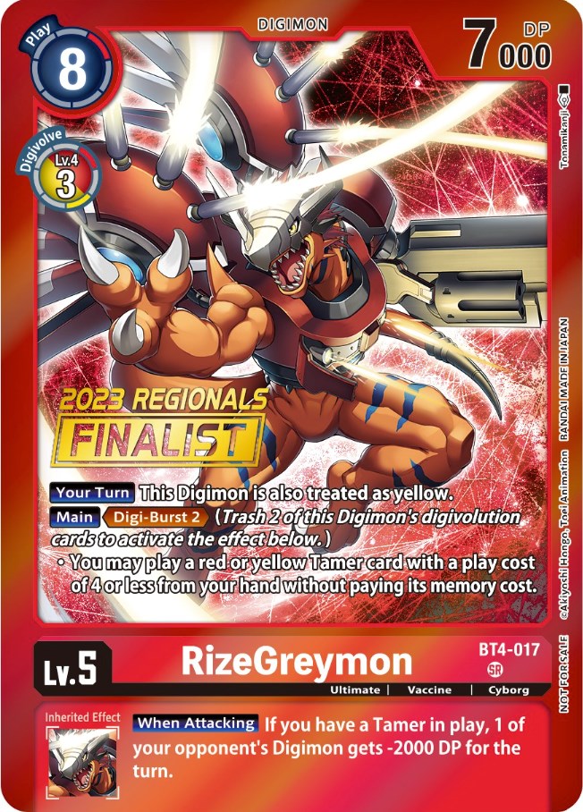 RizeGreymon (2023 Regionals Finalist) - Great Legend - Digimon Card Game