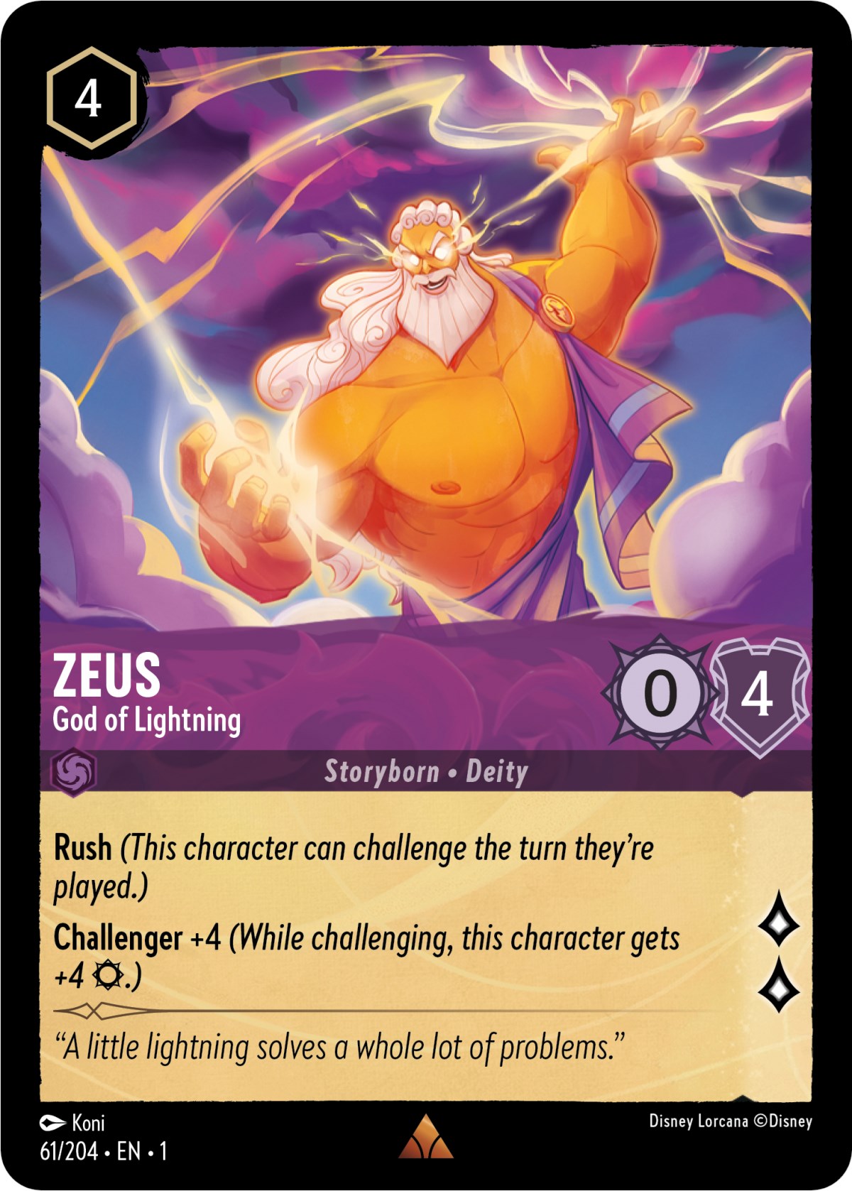 Zeus - God of Lightning - The First Chapter - Disney Lorcana