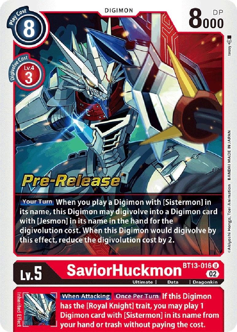 SaviorHuckmon - Versus Royal Knights Pre-Release Cards - Digimon Card Game