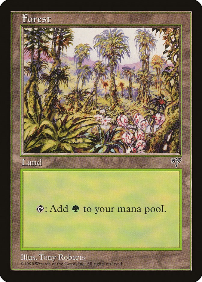Forest (Pink Flowers Right) - Mirage - Magic: The Gathering
