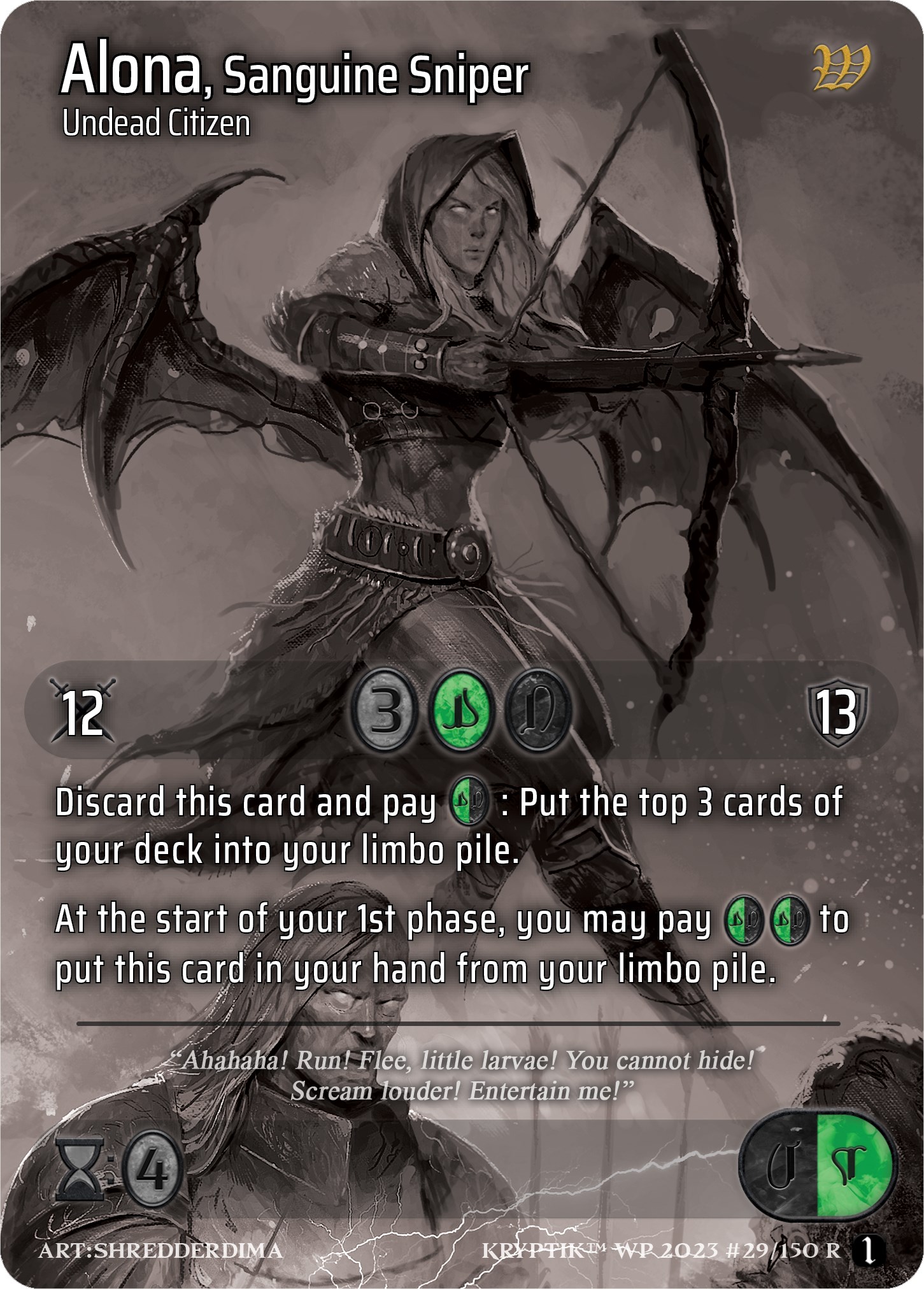 Alona, Sanguine Sniper (Cosmo Foil) - Wicked Prophecy [Wave 1] (eBay Gen Con Exclusive ...