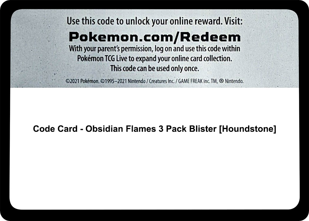 Code Card - Obsidian Flames 3 Pack Blister [Houndstone] - SV03 ...