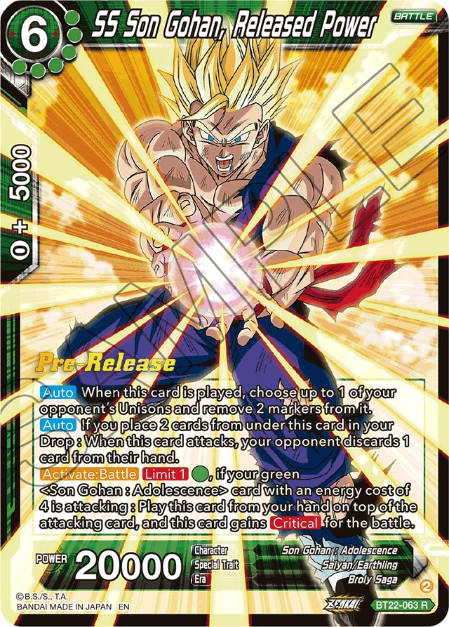 SS Son Gohan, Released Power - Critical Blow Pre-Release Cards - Dragon ...