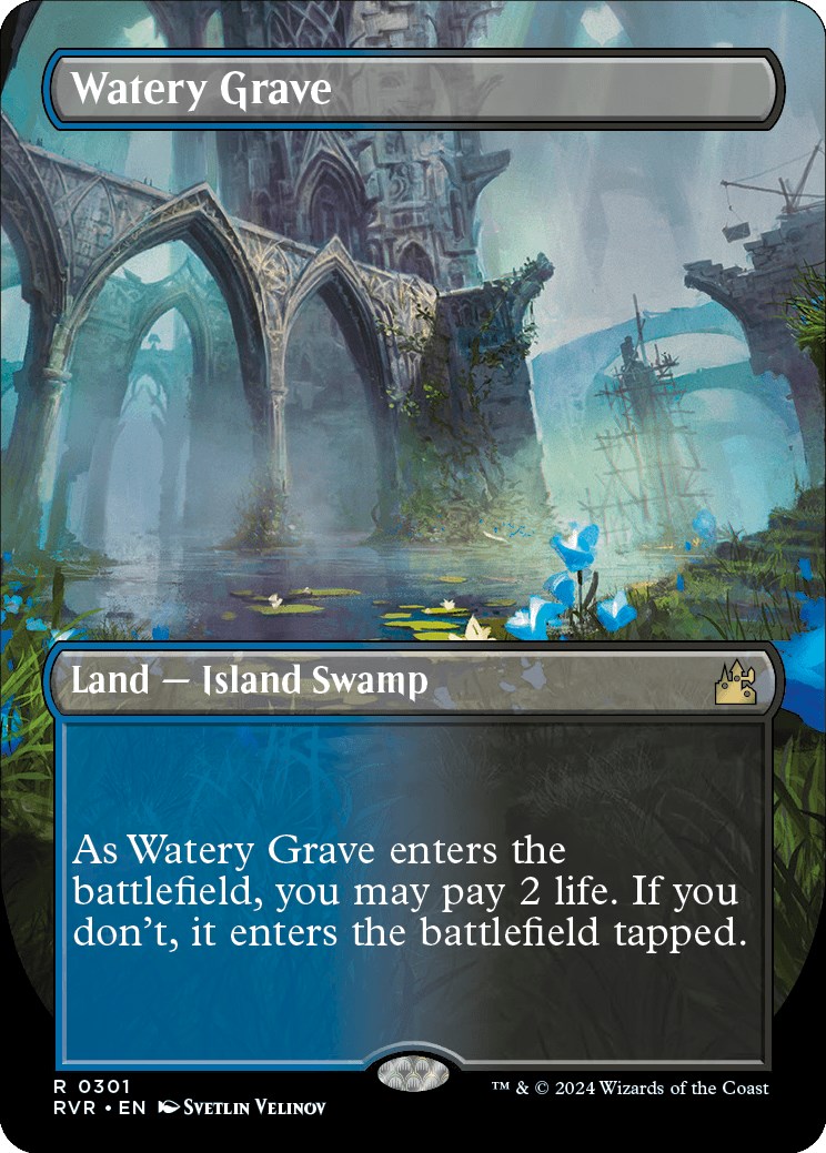 Watery Grave (Borderless) - Ravnica Remastered - Magic: The Gathering