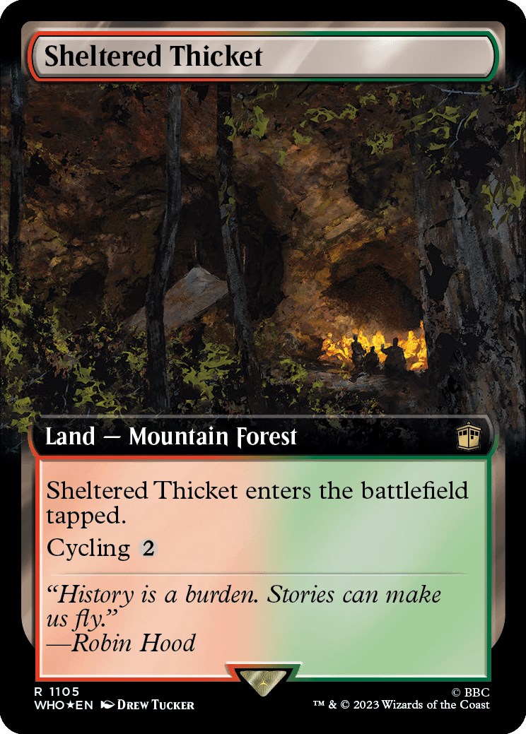 Sheltered Thicket (Extended Art) (Surge Foil) - Universes Beyond: Doctor Who - Magic: The Gathering