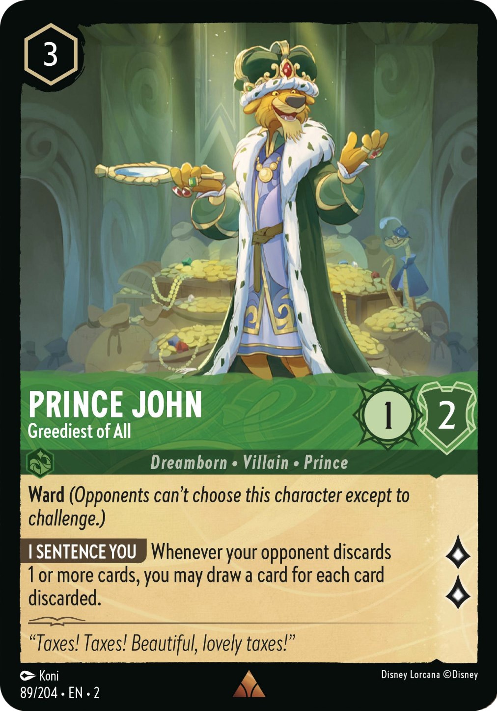 Prince John - Greediest of All - Rise of the Floodborn - Disney Lorcana
