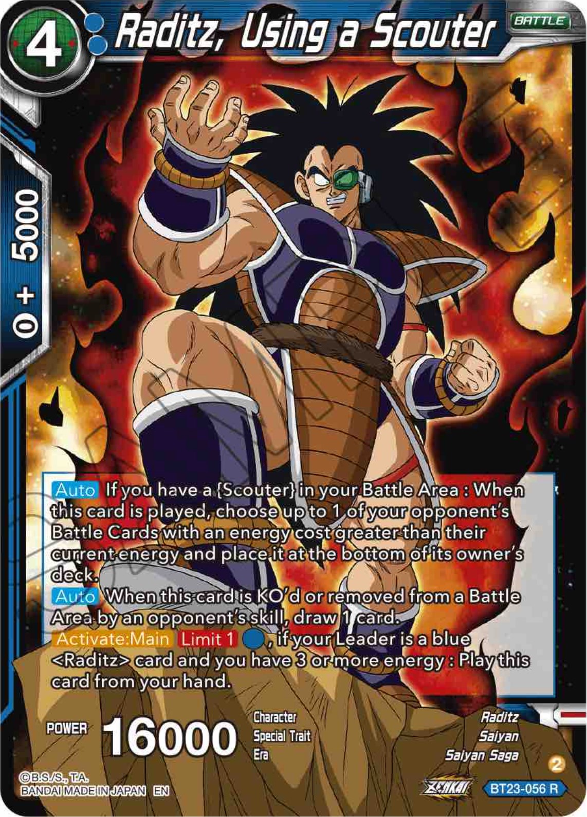 Raditz, Using a Scouter - Perfect Combination - Dragon Ball Super CCG