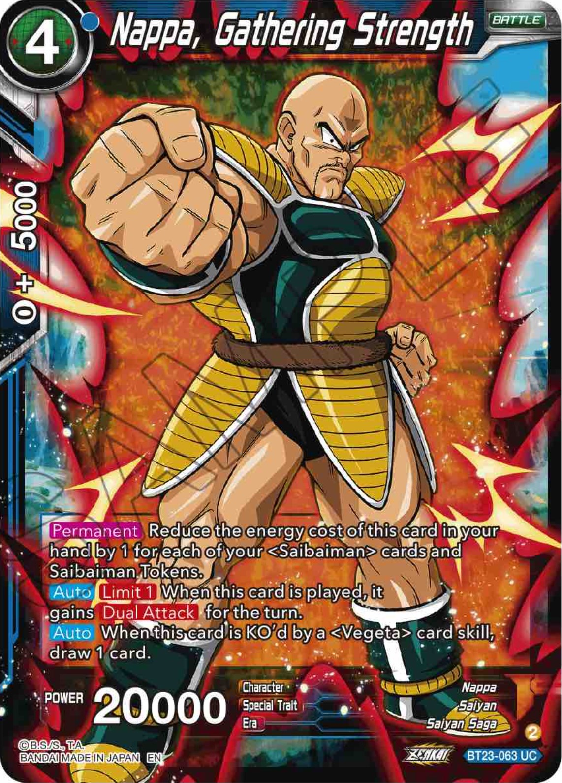 Nappa, Gathering Strength - Perfect Combination - Dragon Ball Super CCG