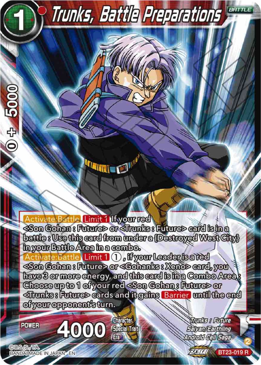 Trunks, Battle Preparations - Perfect Combination - Dragon Ball Super ...