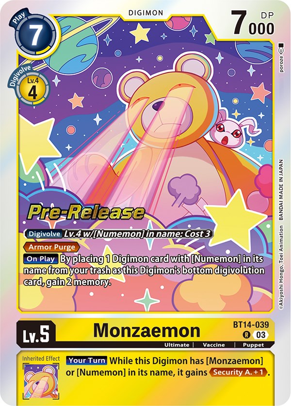 Monzaemon - Blast Ace Pre-Release Cards - Digimon Card Game