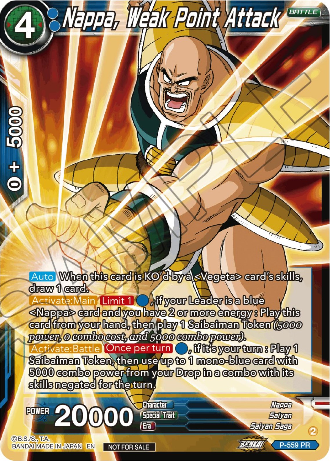 Nappa, Weak Point Attack (Zenkai Series Tournament Pack Vol.6 ...