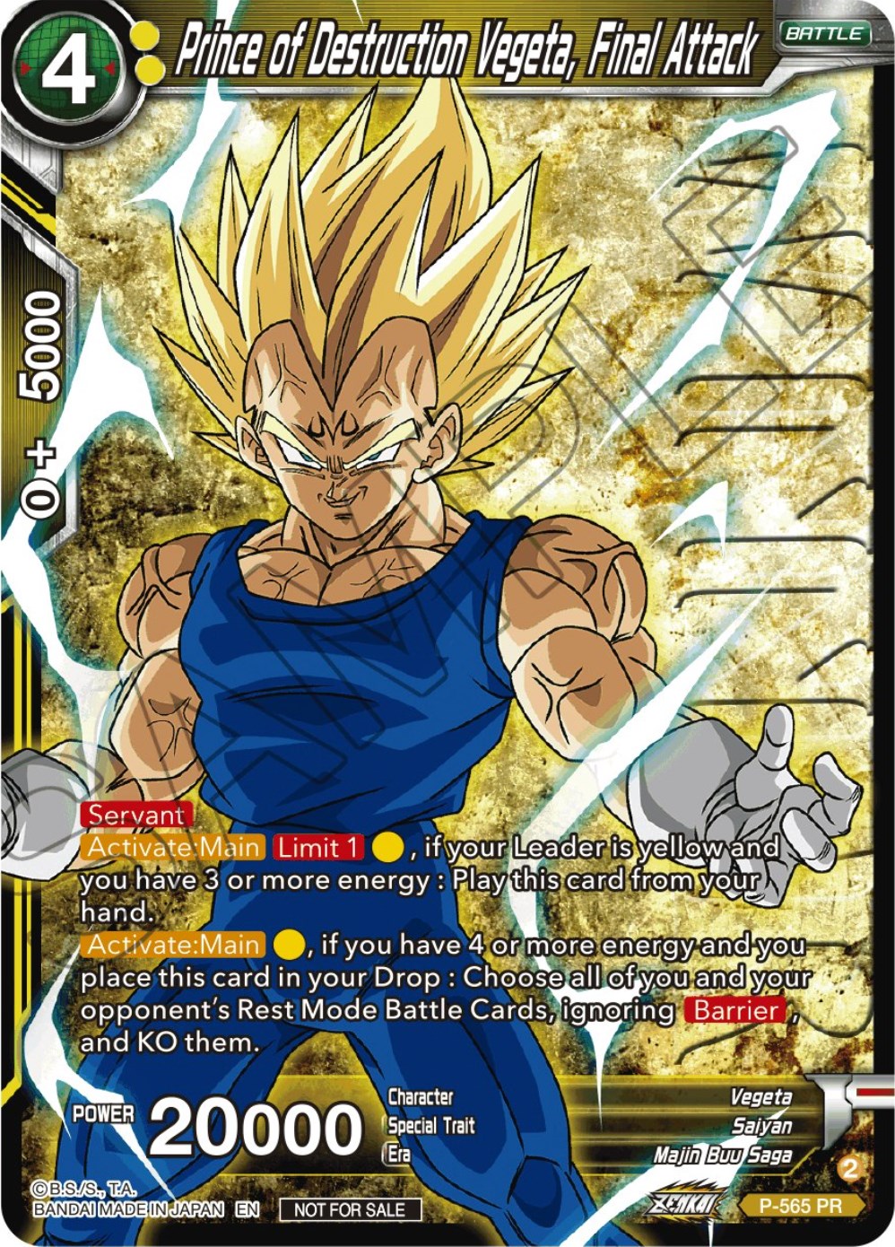 Prince of Destruction Vegeta, Final Attack (Zenkai Series Tournament ...