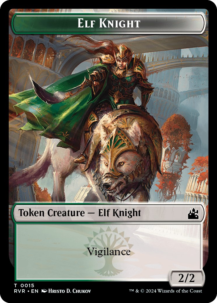 Elf Knight // Emblem - Domri Rade Double-Sided Token - Ravnica Remastered - Magic: The Gathering