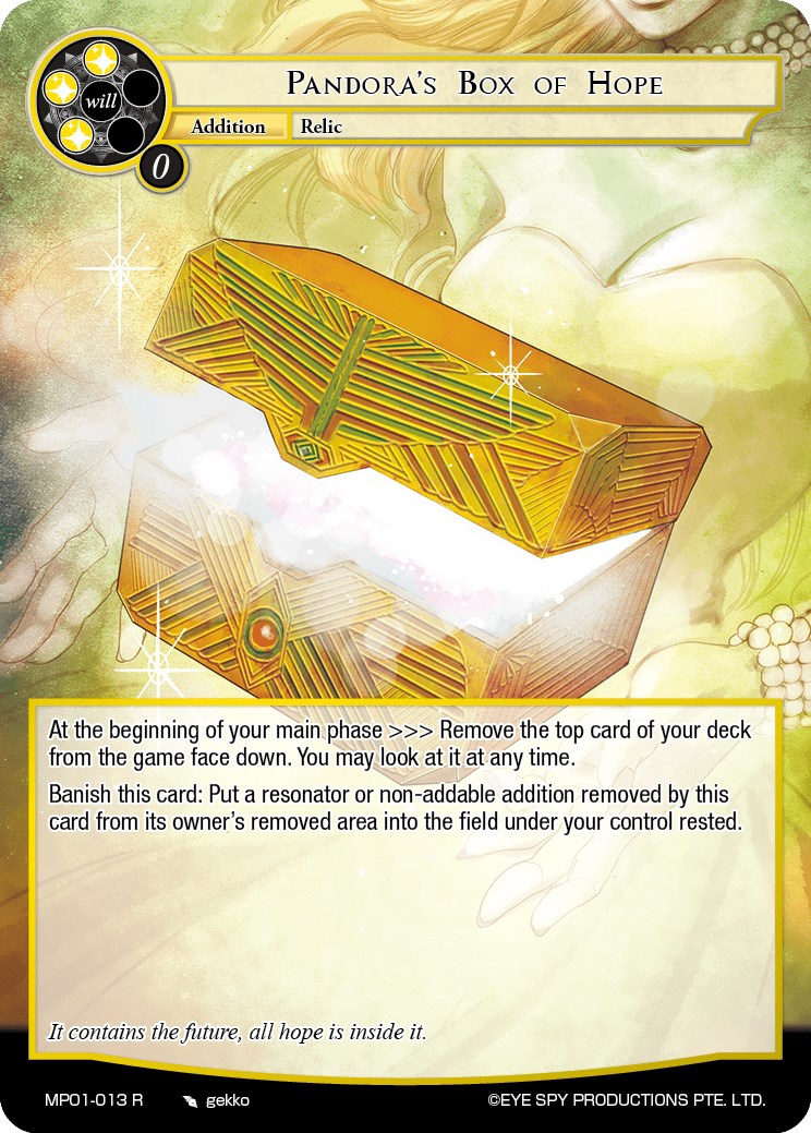 Pandora's Box of Hope - Masterpiece "Pilgrim-Memories" - Force of Will