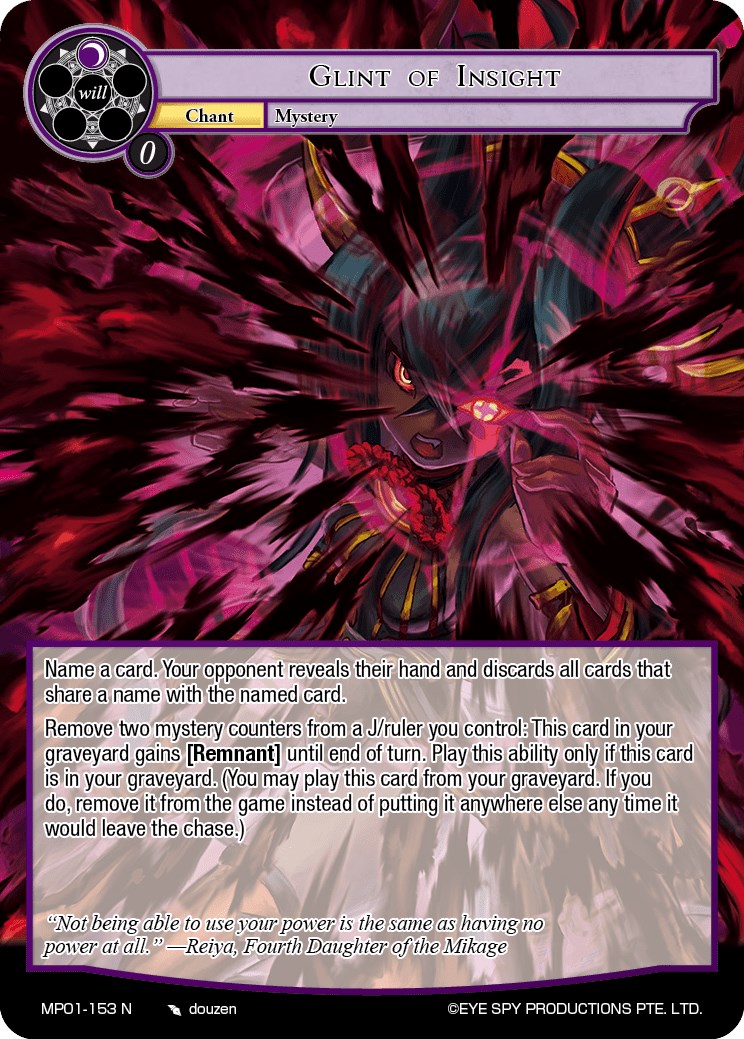 Glint of Insight - Masterpiece "Pilgrim-Memories" - Force of Will