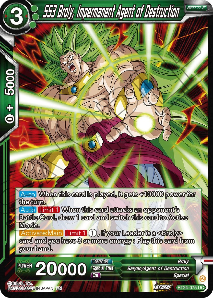 SS3 Broly, Impermanent Agent of Destruction - Beyond Generations ...