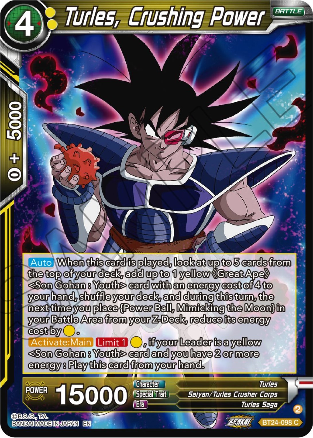 Turles, Crushing Power - Beyond Generations - Dragon Ball Super: Masters