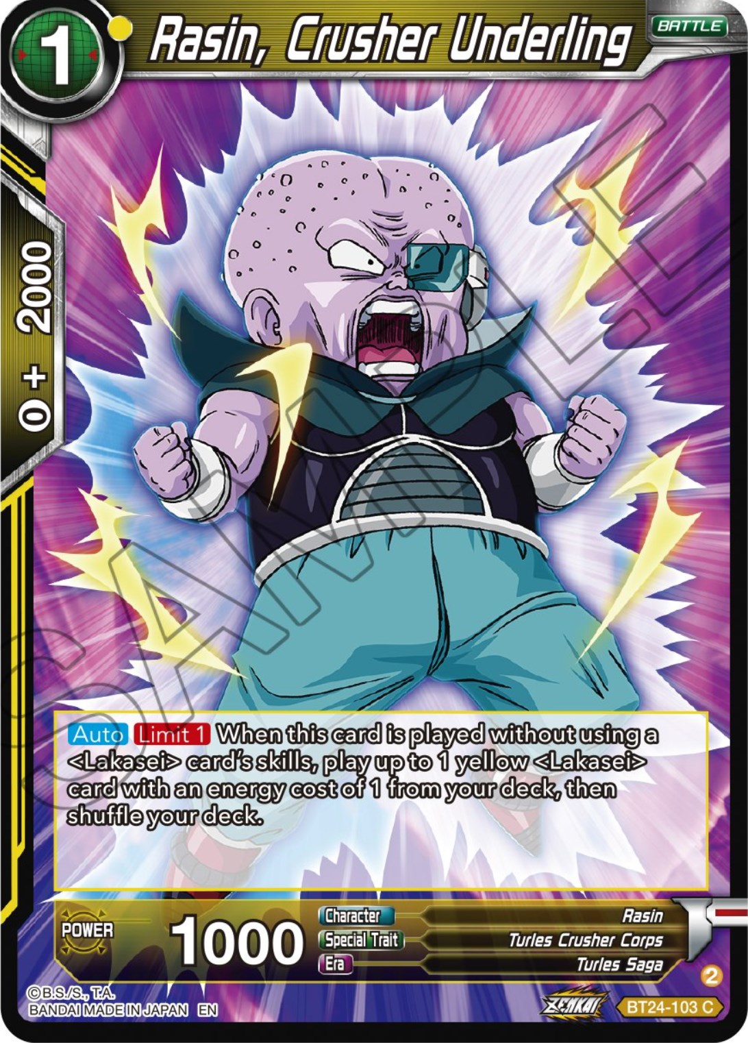 Rasin, Crusher Underling - Beyond Generations - Dragon Ball Super: Masters