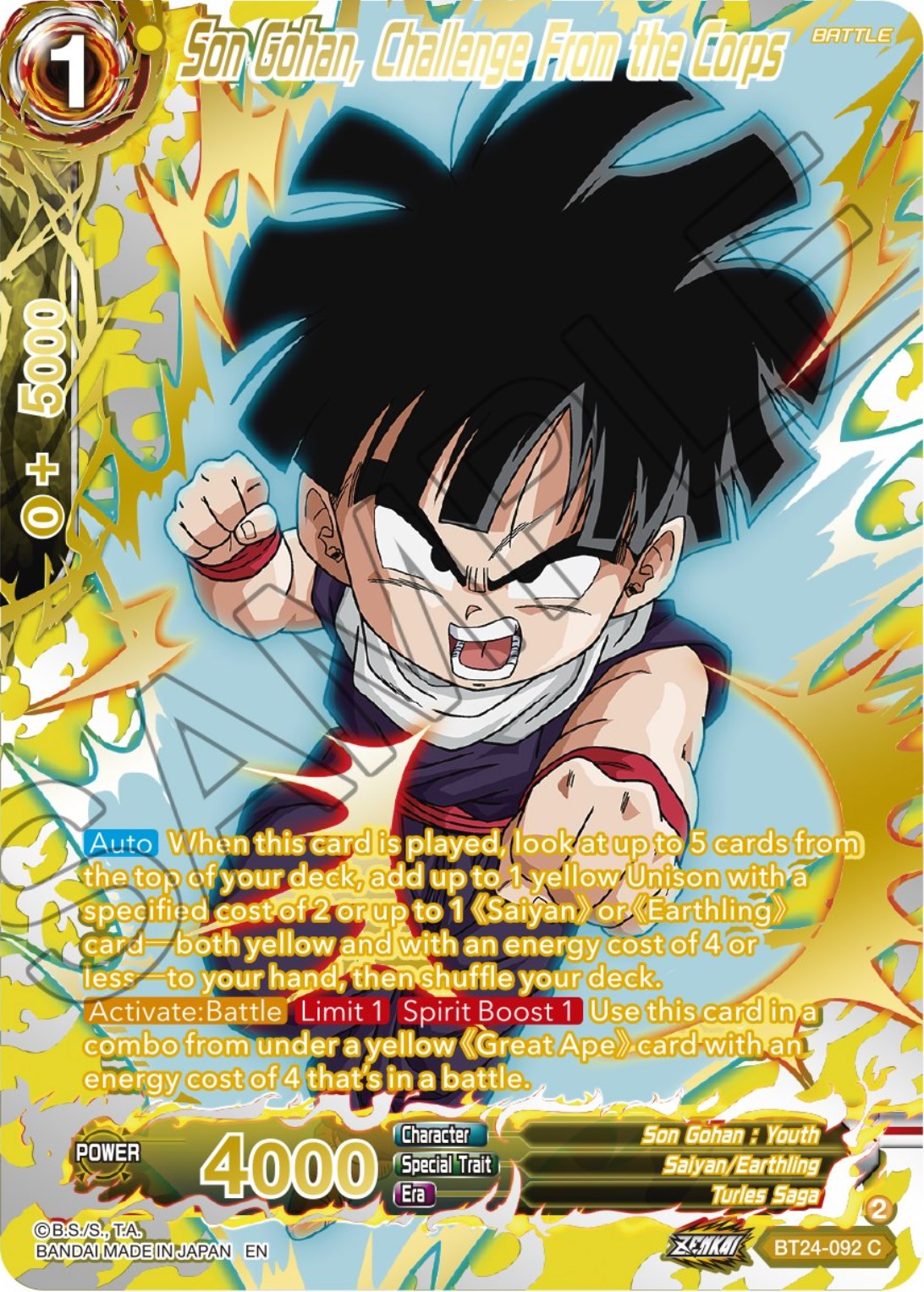 Son Gohan, Challenge From the Corps (Collector Booster Gold) - Beyond ...