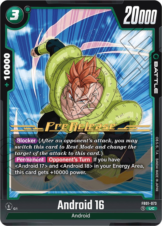 Android 16 - FB01-073 - Awakened Pulse Pre-Release Cards - Dragon Ball ...