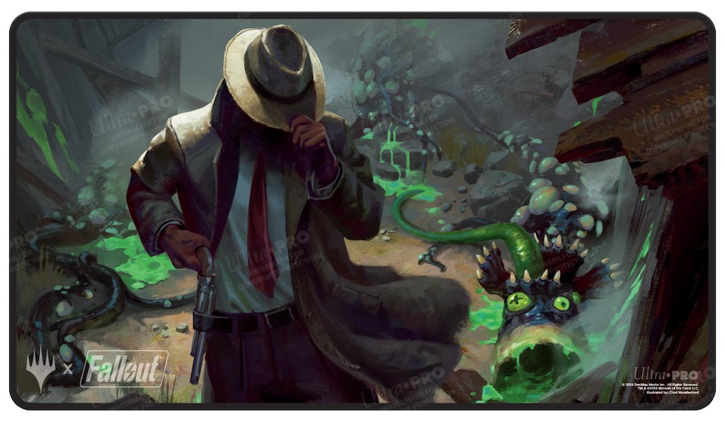 Fallout Mysterious Stranger Black Stitched Standard Gaming Playmat for ...