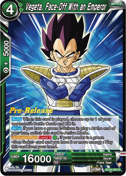 Vegeta, Face-Off With an Emperor - Beyond Generations Pre-Release Cards ...
