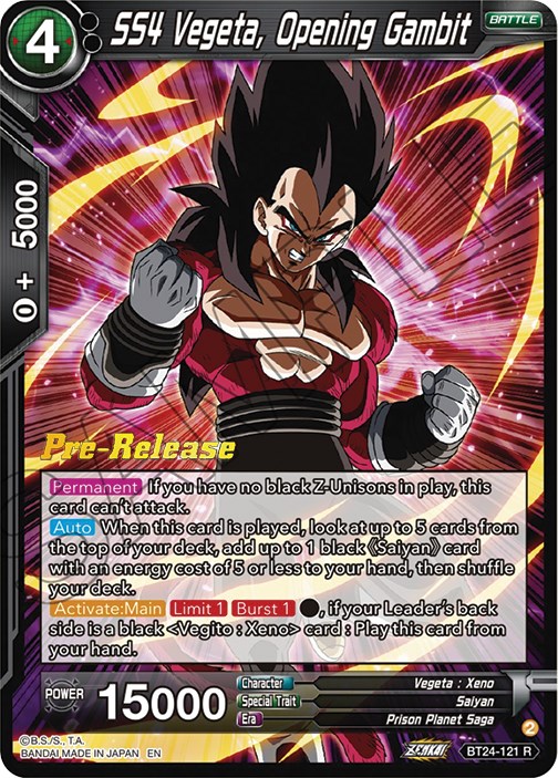 SS4 Vegeta, Opening Gambit - Beyond Generations Pre-Release Cards ...
