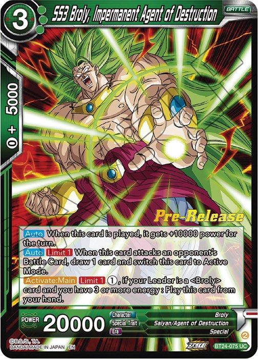 SS3 Broly, Impermanent Agent of Destruction - Beyond Generations Pre ...