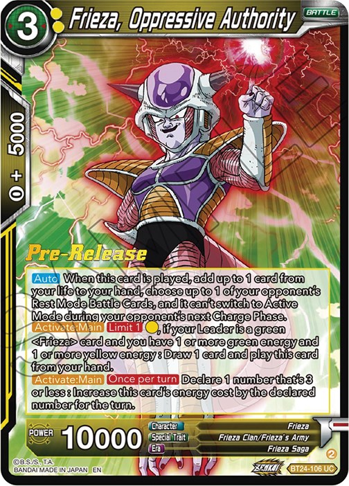 Frieza, Oppressive Authority - Beyond Generations Pre-Release Cards ...
