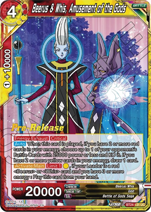Beerus & Whis, Amusement of the Gods - Beyond Generations Pre-Release ...