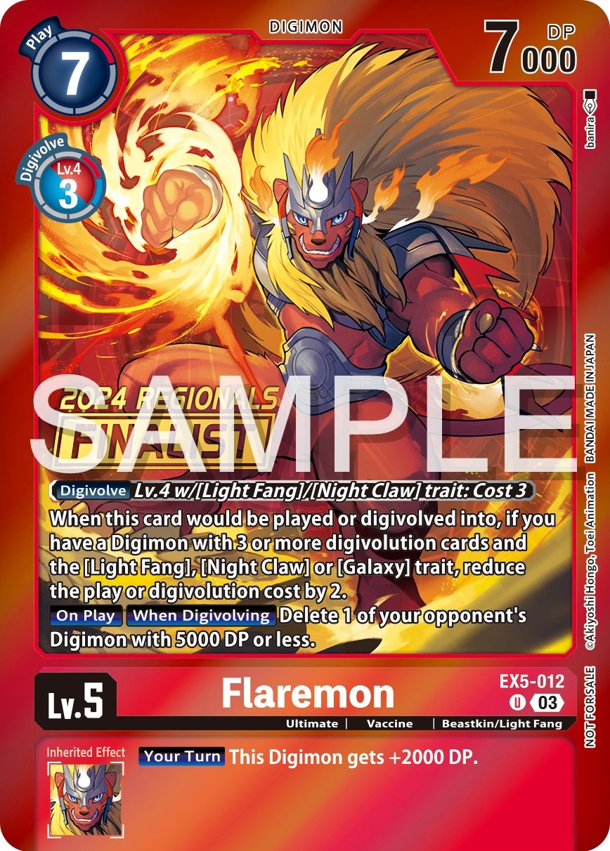 Flaremon (2024 Regionals Finalist) - Animal Colosseum - Digimon Card Game
