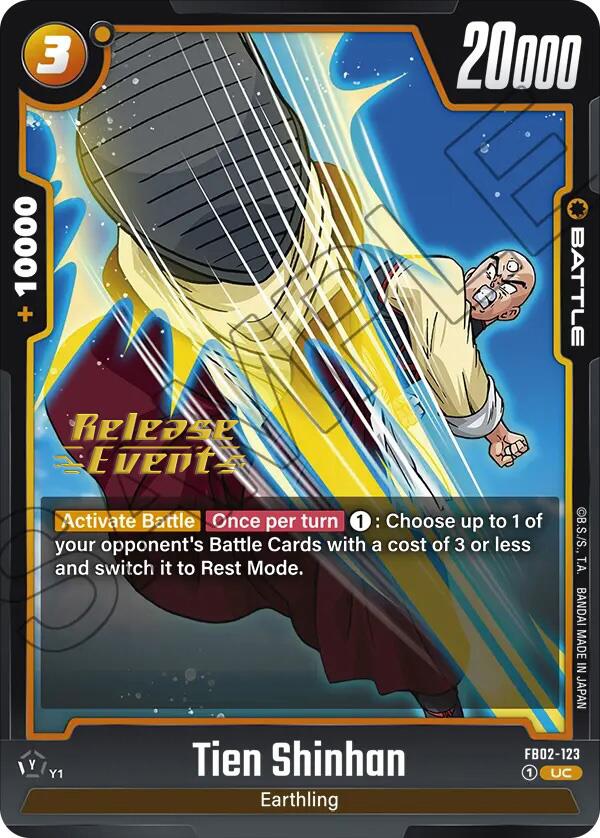 Tien Shinhan - FB02-123 - Blazing Aura Pre-Release Cards - Dragon Ball ...