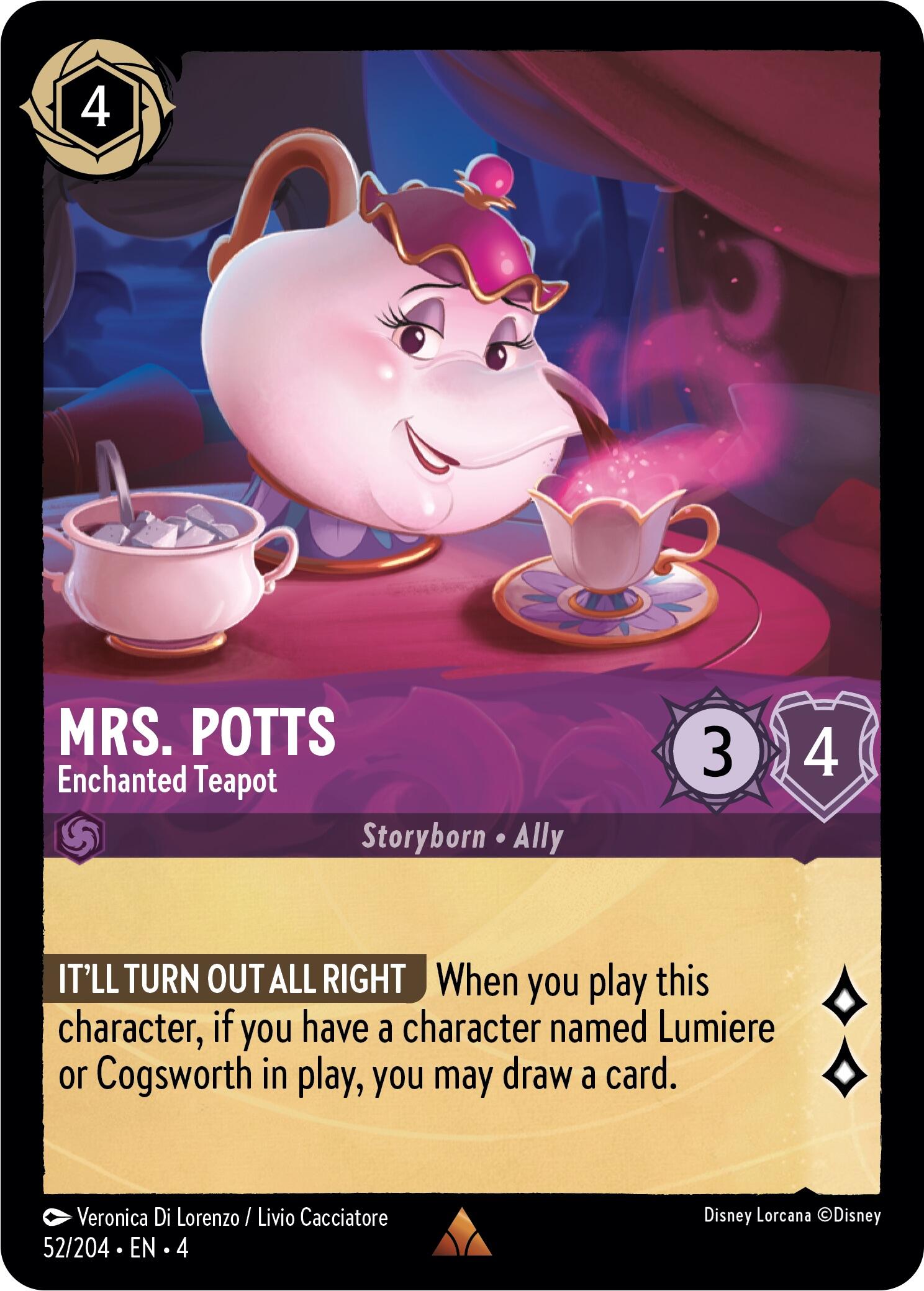 Mrs. Potts - Enchanted Teapot - Ursula's Return - Disney Lorcana