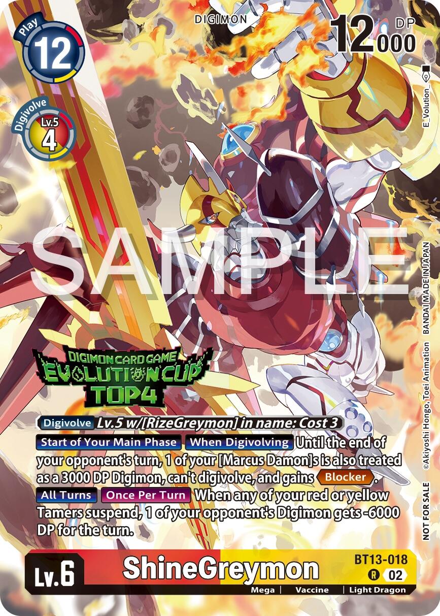 ShineGreymon - BT13-018 (2024 Evolution Cup Top 4) - Versus Royal Knights - Digimon Card Game
