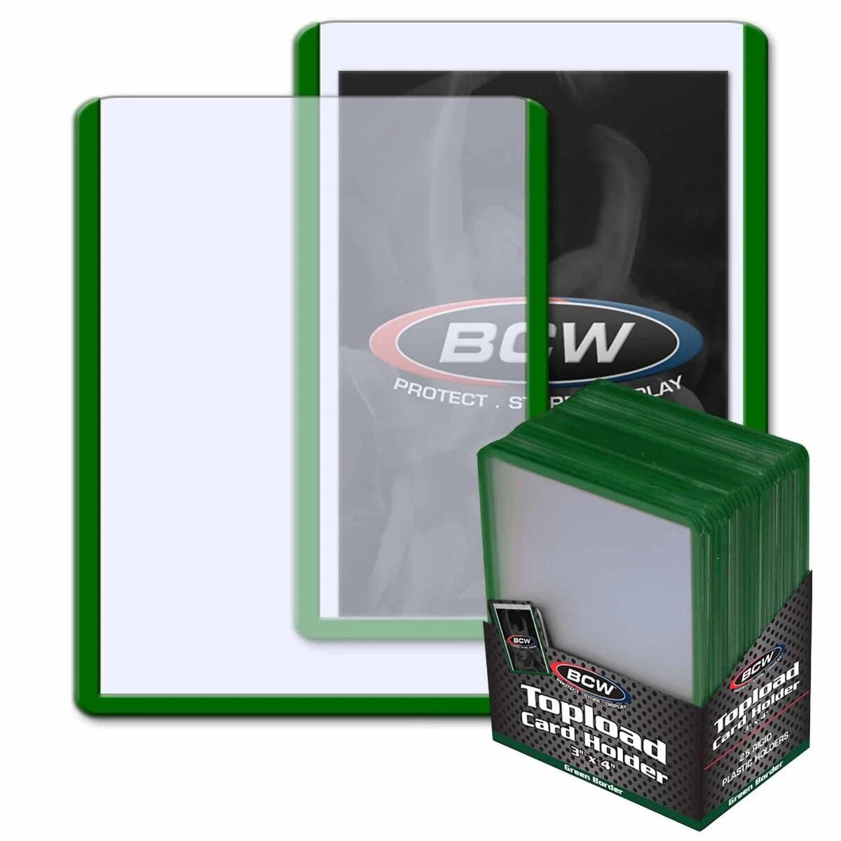 3" x 4" Topload Card Holder - Standard Green Border (25-Count) - BCW ...